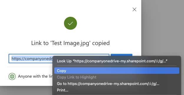 How to create a public download link from OneDrive Business
